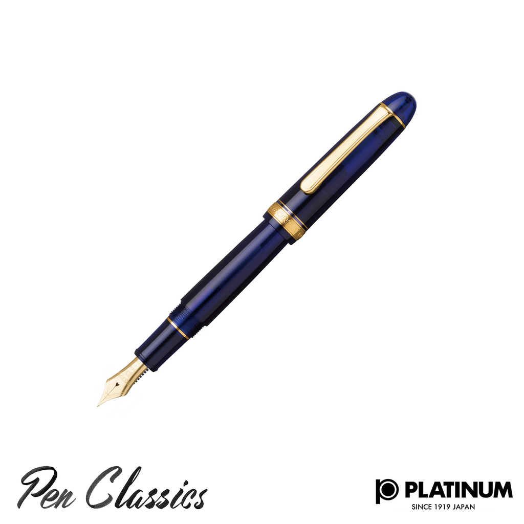 Platinum #3776 Century Chartres Blue with Gold Trim – Pen Classics